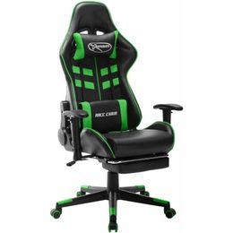 Bonnevie - Gaming-Stuhl mit Fußstütze Bürodrehstuhl - Schreibtischstuhl ergonomischer Schwarz und Grün Kunstleder BV727051