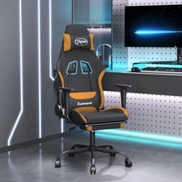 Gaming-Stuhl Bürodrehstuhl mit Massage & Fußstütze - Schreibtischstuhl ergonomischer Schwarz und Orange Stoff BV614446 Bonnevie