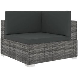 Modular-Sofa-Eckteil 1 Stk. + Auflagen Relaxstuhl - Poly Rattan Grau BV690753 Bonnevie