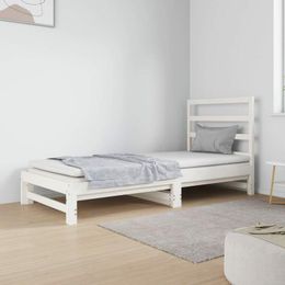 Bonnevie - Bett Tagesbett Ausziehbar - Jugendbett Bettgestell Weiß 2x(90x190) cm Massivholz Kiefer BV694480