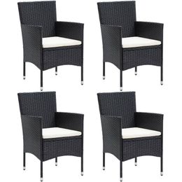 Bonnevie - Esszimmerstühle 4er Set Gartenstühle - Küchenstuhl Poly Rattan Schwarz BV170918