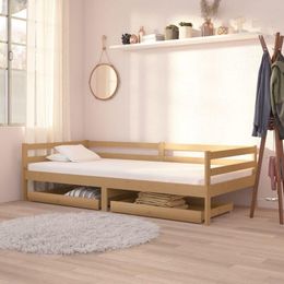 Bett Tagesbett mit Schubladen - Jugendbett Bettgestell 90x200 cm Honigbraun Massivholz Kiefer BV836818 Bonnevie