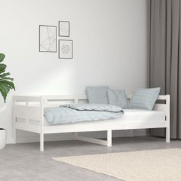 Bonnevie - Bett Tagesbett - Jugendbett Bettgestell Weiß Massivholz Kiefer 90x190 cm BV330785