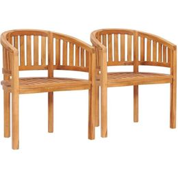 Bonnevie - 2er Set Bananenstühle Relaxstuhl - Massivholz Teak BV796269