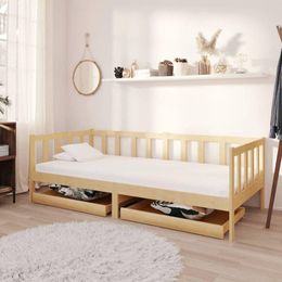 Bett Tagesbett mit Schubladen - Jugendbett Bettgestell 90x200 cm Massivholz Kiefer BV415930 Bonnevie