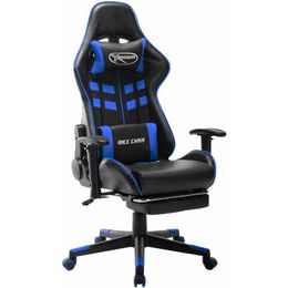 Bonnevie - Gaming-Stuhl mit Fußstütze Bürodrehstuhl - Schreibtischstuhl ergonomischer Schwarz und Blau Kunstleder BV133329