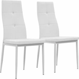 Bonnevie - Esszimmerstühle 2er Set - Küchenstuhl Polsterstuhl Weiß Kunstleder BV936040