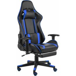 Bonnevie - Gaming-Stuhl mit Fußstütze Bürodrehstuhl - Schreibtischstuhl ergonomischer Drehbar Blau pvc BV515496