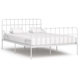 Bett mit Lattenrost - Jugendbett Bettgestell Weiß Metall 140 × 200 cm BV997381 Bonnevie