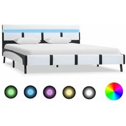 Bett mit led - Jugendbett Bettgestell Weiß Kunstleder 120 x 200 cm BV521729 Bonnevie