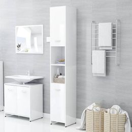 Badezimmerschrank Badezimmer-Hochschränke - Badmöbel Hochglanz-Weiß 30x30x183,5 cm Holzwerkstoff BV846571 Bonnevie