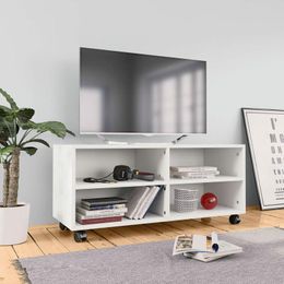 Bonnevie - TV-Lowboard TV-Schrank - Fernsehschrank mit Rollen Weiß 90x35x35 cm Holzwerkstoff BV951084