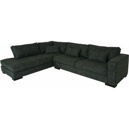 Ecksofa HHG 871, Couch Sofa mit Ottomane links, Made in eu, wasserabweisend 295cm Kunstleder grau - grey