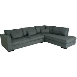Ecksofa HHG 873, Couch Sofa mit Ottomane rechts, Made in eu, wasserabweisend 295cm Stoff/Textil grau - grey