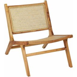 Beliani - Stuhl helles Holz Mahagoni Rattan natürliches Geflecht Rückenlehne Minimalist Wohnzimmer Esszimmer - Natürlich