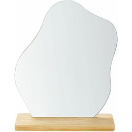 Beliani Dekospiegel Helles Holz aus Bambus 22 x 19 cm Unregelmäßige Form Tischspiegel Dekoration für Wohnzimmer Schlafzimmer Flur Tisch Regal - Heller