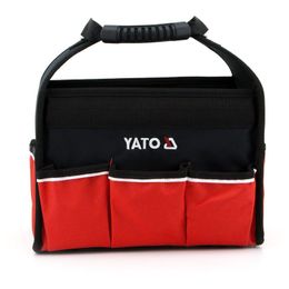 Yato - Werkzeugtasche 16 Fächer 29,5 x 19 x 21 cm rot/schwarz Tragegurt Polyester Werkzeugkiste offen