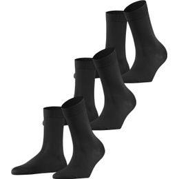 Falke Cotton Touch Socken, 3er-Pack, für Damen, schwarz, 39-42