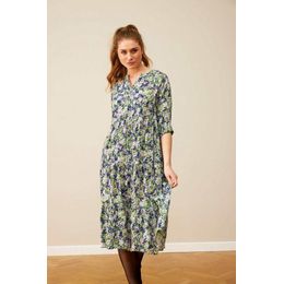 ZE-ZE Nordic Blusenkleid Kleid gemustert midi länge allover Print