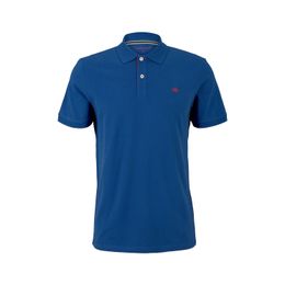 Tom Tailor Herren Basic Poloshirt, blau, Uni, Gr. S