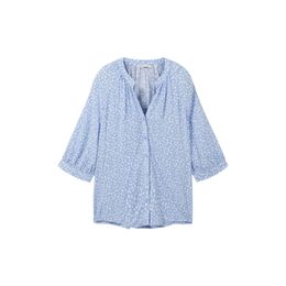 Tom Tailor Denim Damen Bluse mit Ballonärmeln, blau, Blumenmuster, Gr. M