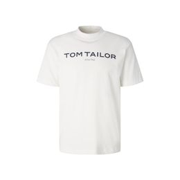 Tom Tailor Herren T-Shirt mit Logoprint, weiß, Logo Print, Gr. M