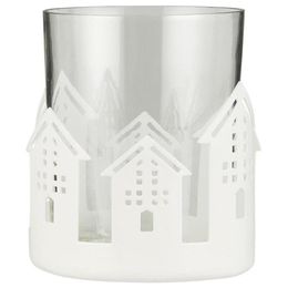 IB Laursen Kerzenhalter für Teelicht mit Häusern aus Metall, 8,5 cm, Ø 7 cm, weiß