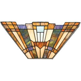 Qz-inglenook-wu Wandleuchte Inglenook 2xE14 60W Tiffany Glas, Metall H:17,8cm B:40,6cm dimmbar - QUOIZEL