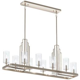 Elstead - Lighting QN-KIMROSE10-PN quintiesse Kronleuchter Kimrose E14 10x40W Stahl, Nickel poliert Glas klar, geriffelt L:32.5cm H:44.9cm B:113.7cm