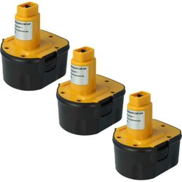 3x Akku kompatibel mit Dewalt DW981KQ Elektrowerkzeug (2000mAh NiMH 12 v) - vhbw