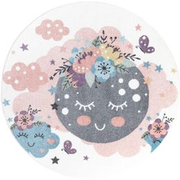 Teppich Kinderzimmer - Mond Wolke Sterne 160 cm Rund