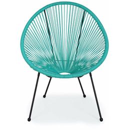 Moderne Lounge Set Parker mit Sesseln und Couchtisch aus synthetischem Seil für Garten und Veranda -Sessel / Hellblau
