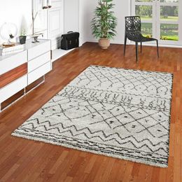 Pergamon Hochflor Langflor Shaggy Teppich Boho Beni Ourain Grau - 160x230 cm