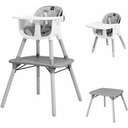 Costway 5 in 1 Baby-Hochstuhl, umwandelbarer Babystuhl mit 5-Punkt-Gurt, abnehmbarem & verstellbarem Tablett, Tisch- & Stuhl-Set für Babys & Kleinkinder Grau