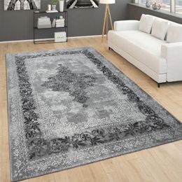 Teppich Für Wohnzimmer, Vintage-Kurzflor Mit Orient-Muster, Meliert Grau 160x230 cm - Paco Home