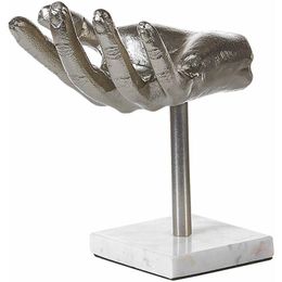 Beliani Dekofigur in Silber aus Aluminium Hand Form 19 cm Hoch Schlüsselhalter Schmuckhalter Dekoration Dekoschale Wohnaccessoires