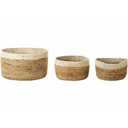 Beliani - Set aus 3 Körben aus natürlichem Jutegewebe 13/14/18 cm zur Aufbewahrung im rustikalen Boho-Stil - Natürlich