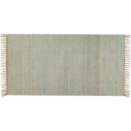 Beliani Teppich Grün Jute 80 x 150 cm Rechteckig Läufer mit Fransen Natürlich Handgewebt Farbverlauf Boho Fußbodenheizug Geeignet Wohnzimmer Flur - Braun