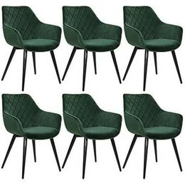Esszimmerstühle BH153gn-6 6er Set Küchenstühle Wohnzimmerstuhl Polsterstuhl Design Stuhl mit Armlehne Gestell aus Stahl Samt Grün - grün - WOLTU