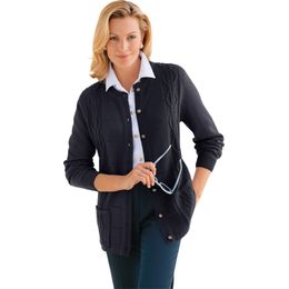 Damen Ajourstrickjacke im Mustermix marine, Gr&ouml;&szlig;e 42