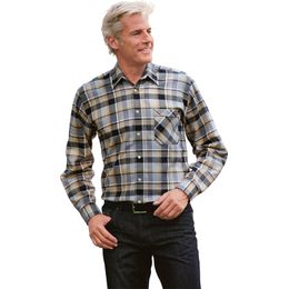 CR&Eacute;ATION L Herren Langarmhemd grau-kariert Gr&ouml;&szlig;e 37/38