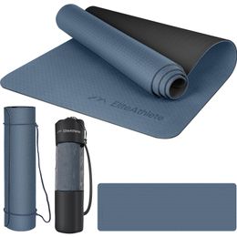 EliteAthlete® Yogamatte - Sportmatte - Fitnessmatte - Gymnastikmatte gepolstert & rutschfest für Fitness, Pilates - Yoga Matte - 183 cm x 61 cm x 0.6 cm - Trainingsmatte inkl. Transportgurt + Tasche - Dunkelblau