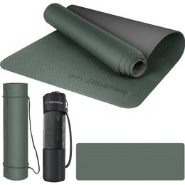 EliteAthlete® Yogamatte - Sportmatte - Fitnessmatte - Gymnastikmatte gepolstert & rutschfest für Fitness, Pilates - Yoga Matte - 183 cm x 61 cm x 0.6 cm - Trainingsmatte inkl. Transportgurt + Tasche - Deep Forest