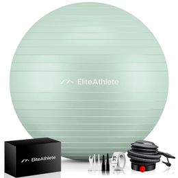 EliteAthlete® Gymnastikball Sitzball Büro ergonomisch mit Anti Burst System - Fitness Yoga Pilates Schwangerschaft - Schwangerschaftsball Fitnessball Yogaball - Yoga Ball inkl. Luftpumpe - Mint 85cm
