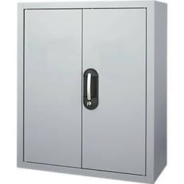 C+P Magazinschrank, 830 mm hoch, 6 Böden, 42 Kästen, mit Türen, weißaluminium