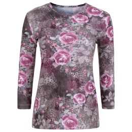 WITT Damen 3/4-Arm-Shirt mit Floral-Druck, altros&eacute;-grau-bedruckt, Gr&ouml;&szlig;e 38