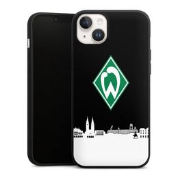 DeinDesign iPhone 14 Handy Premium Silikon H&uuml;lle Handyh&uuml;lle schwarz Case Skyline Sv Werder Bremen Official Licensed Product Silikon Premium Case