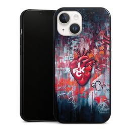 DeinDesign iPhone 14 Handy Slim Case extra d&uuml;nn Silikon Handyh&uuml;lle schwarz H&uuml;lle 1. Fck 1. Fc Kaiserslautern Heart Silikon Slim Case