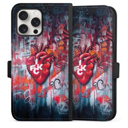 DeinDesign iPhone 15 Pro Max Handy Klapph&uuml;lle Handyh&uuml;lle aus Kunst Leder schwarz Flip Case 1. Fck 1. Fc Kaiserslautern Heart Sideflip mit Lasche
