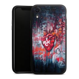DeinDesign iPhone Xr Handy Premium Silikon H&uuml;lle Handyh&uuml;lle schwarz Case 1. Fck 1. Fc Kaiserslautern Heart Silikon Premium Case